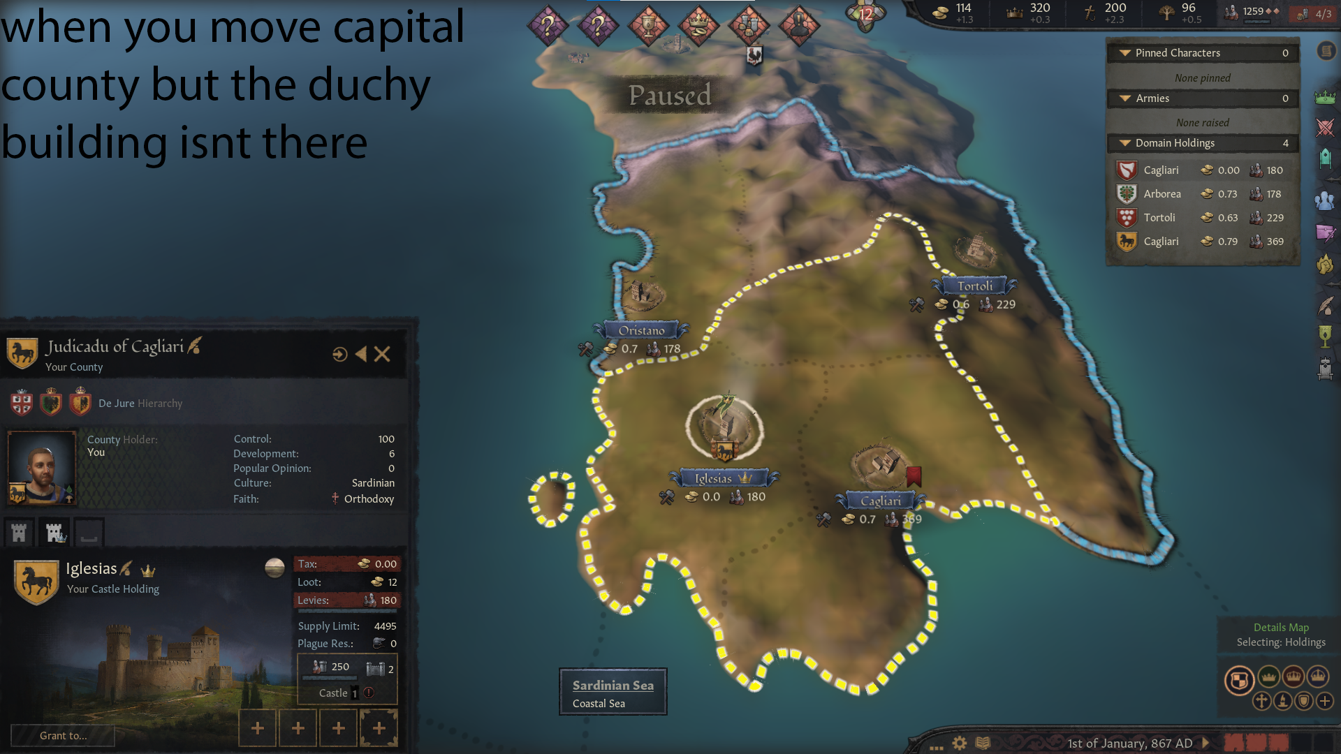 move capital county with duchy also and the holding change city to castle its like demolish and ...